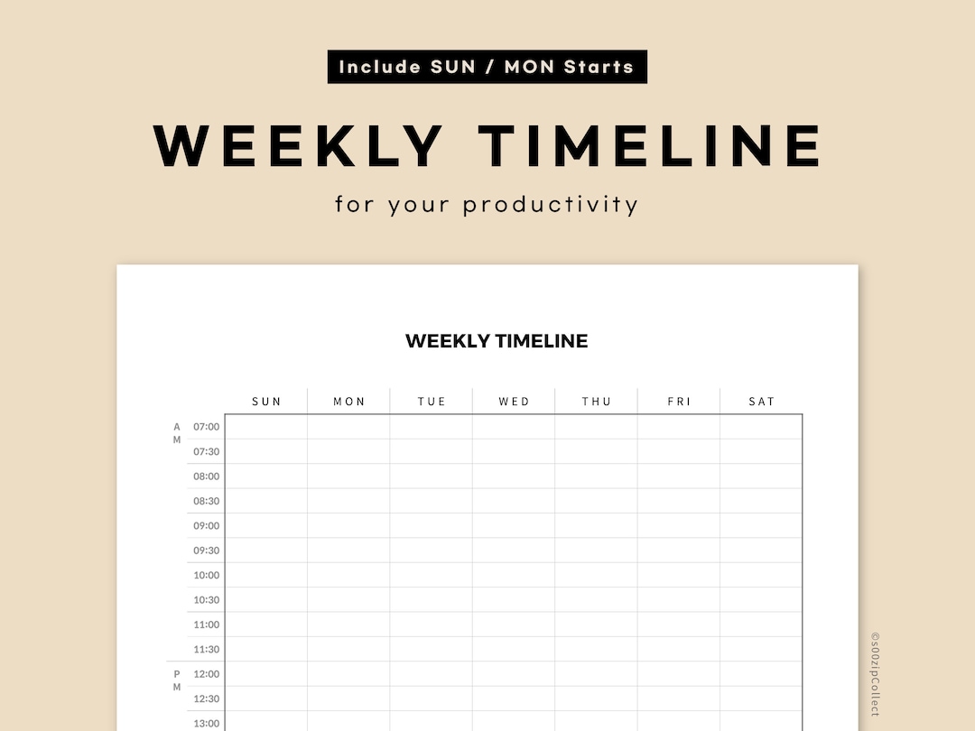 Weekly Timeline - Printable A4 Sized | Weekly Planner, Weekly Tracker ...