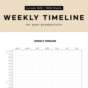 Weekly Timeline - Printable A4 Sized | Weekly Planner, Weekly Tracker ...