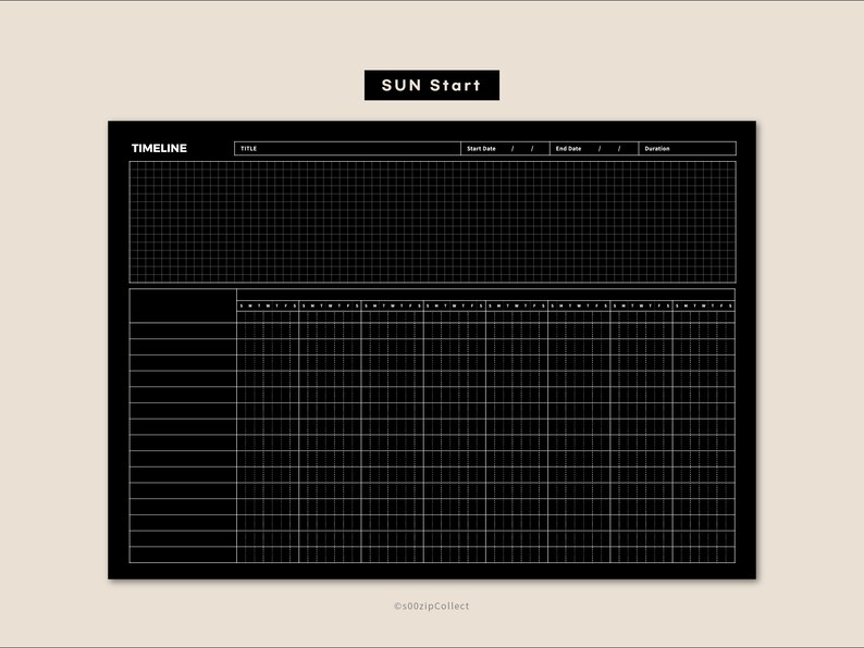 Timeline Chart for 8 Weeks - Vertical A4 Sized | Black Background ...