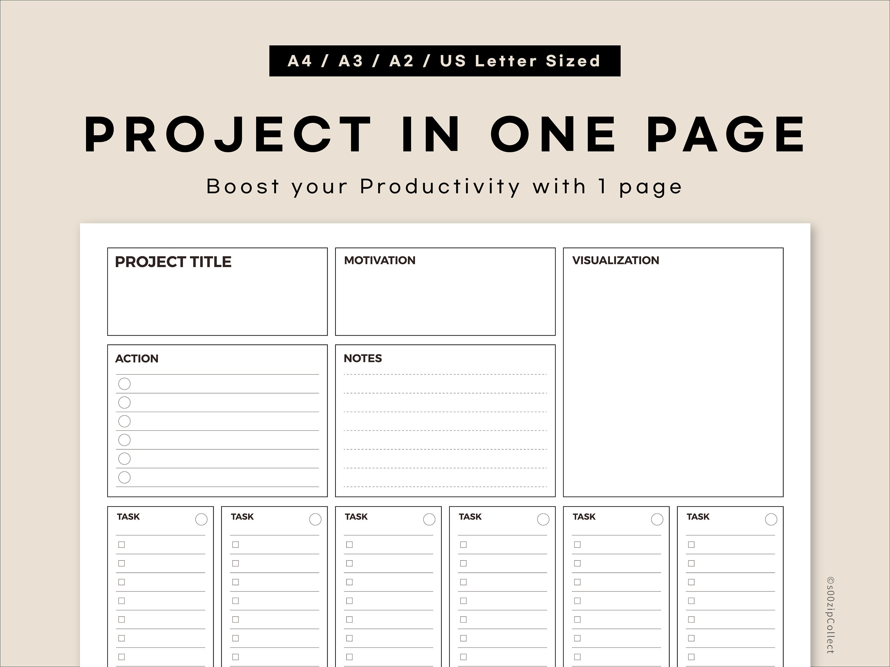 Project in One Page | A4, A3, A2, US Letter Sized | Project Poster ...