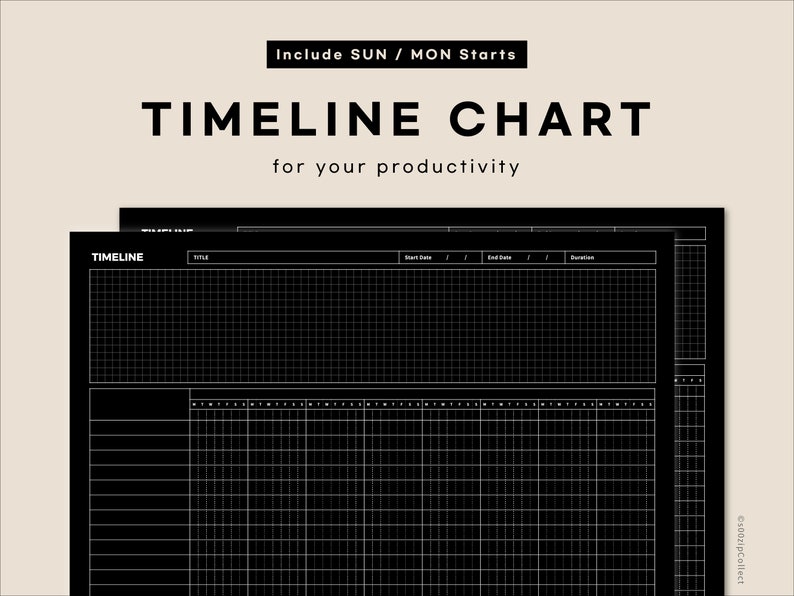 Timeline Chart for 8 Weeks - Vertical A4 Sized | Black Background ...