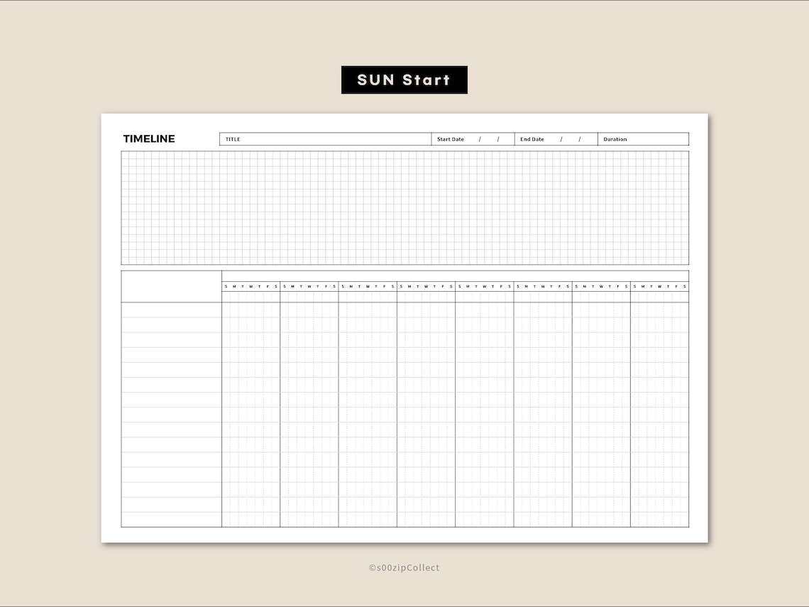 Timeline Chart for 8 Weeks - Vertical A4 Sized | Project Planner ...
