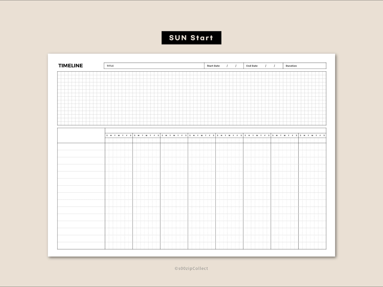 Timeline Chart for 8 Weeks - Vertical A4 Sized | Project Planner ...