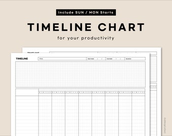 Timeline Chart for 8 Weeks - A4 Sized | Project Planner, Project ...
