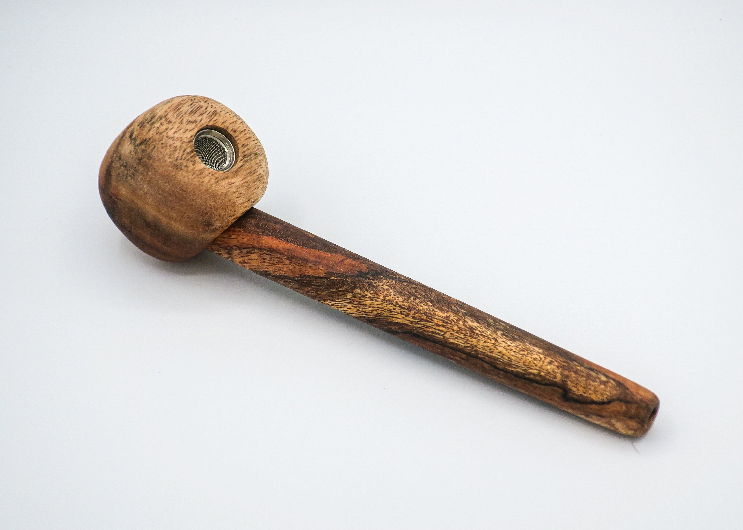 Long Hawaiian Curly Koa Wood Pipe With Metal Bowl, Hand Carved in ...