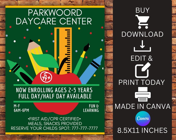 Editable Daycare/preschool Enrollment Flyer Template - Etsy
