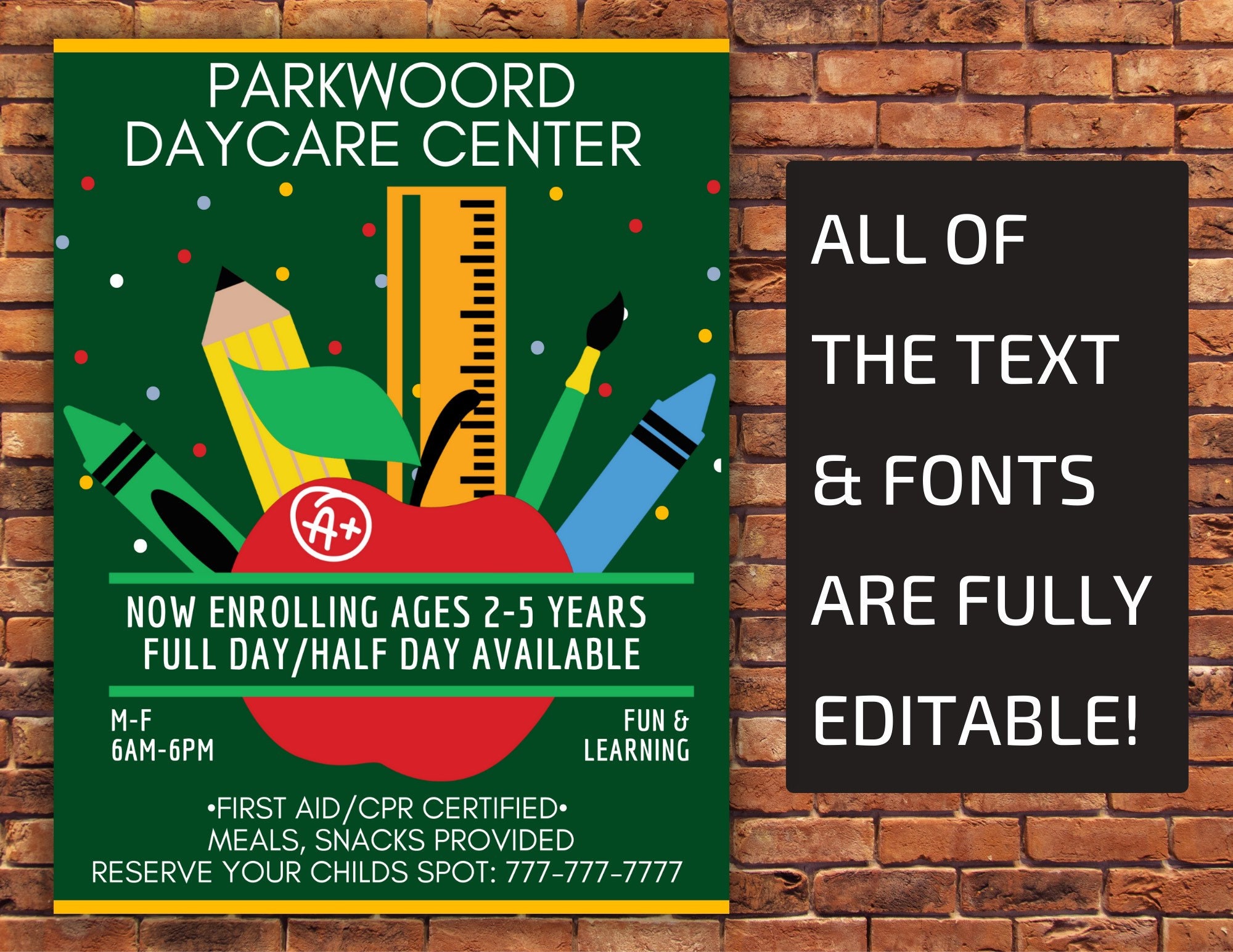 Editable Daycare/preschool Enrollment Flyer Template - Etsy