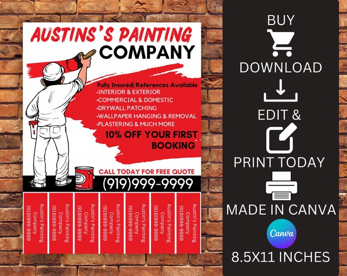 Editable Painting Company Flyer Template, Painters Tear Away Promo ...