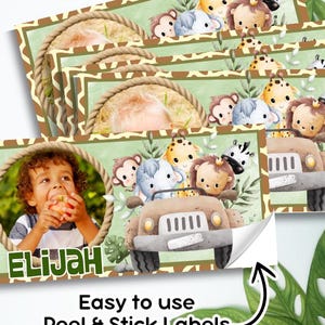 Personalized Jungle Safari Favor Box Stickers, Gable Box Labels, Animal ...