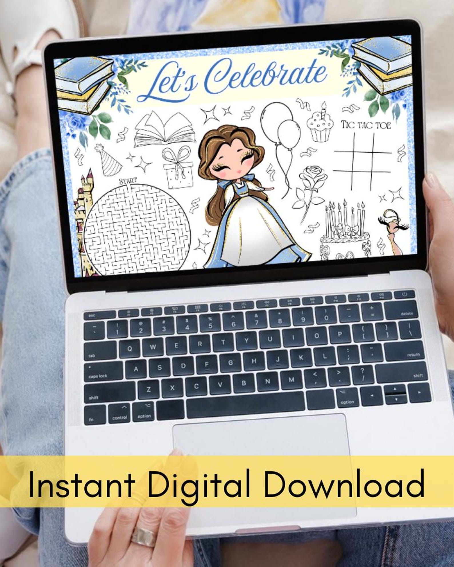 Belle Birthday Coloring Page, Beauty and the Beast Party, Activity ...