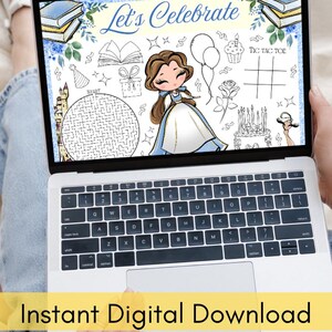 Belle Birthday Coloring Page, Beauty and the Beast Party, Activity ...