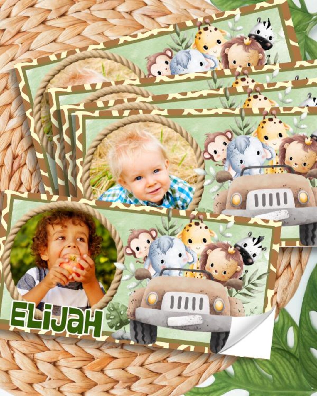 Personalized Jungle Safari Favor Box Stickers, Gable Box Labels, Animal ...