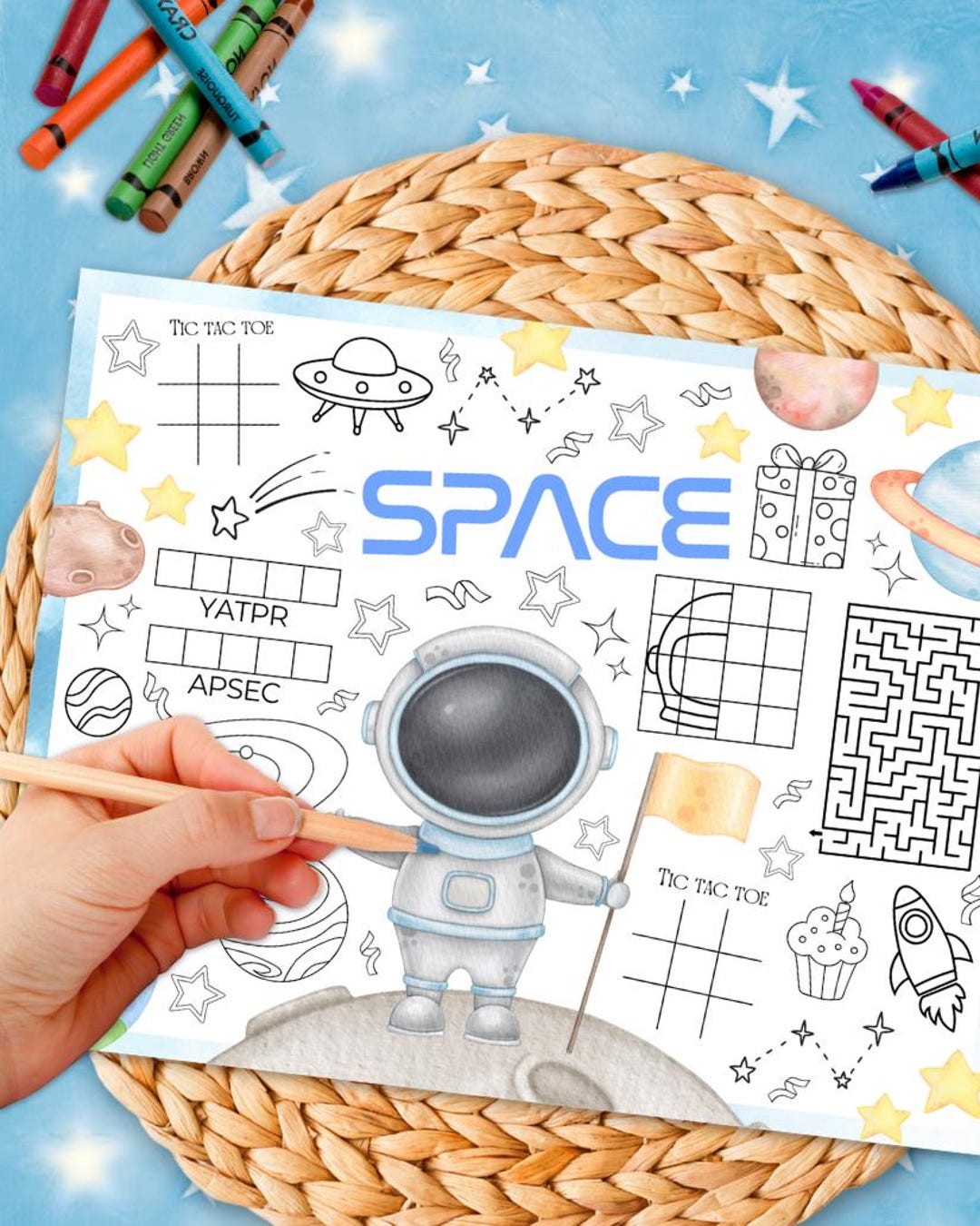 Outer Space Coloring Page, Astronaut Party, Activity Sheet, Printable ...