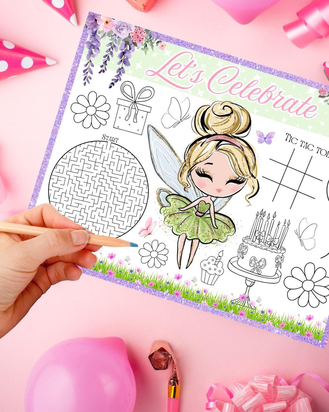 Tinkerbell Birthday Coloring Page, Fairy Party, Activity Sheet ...