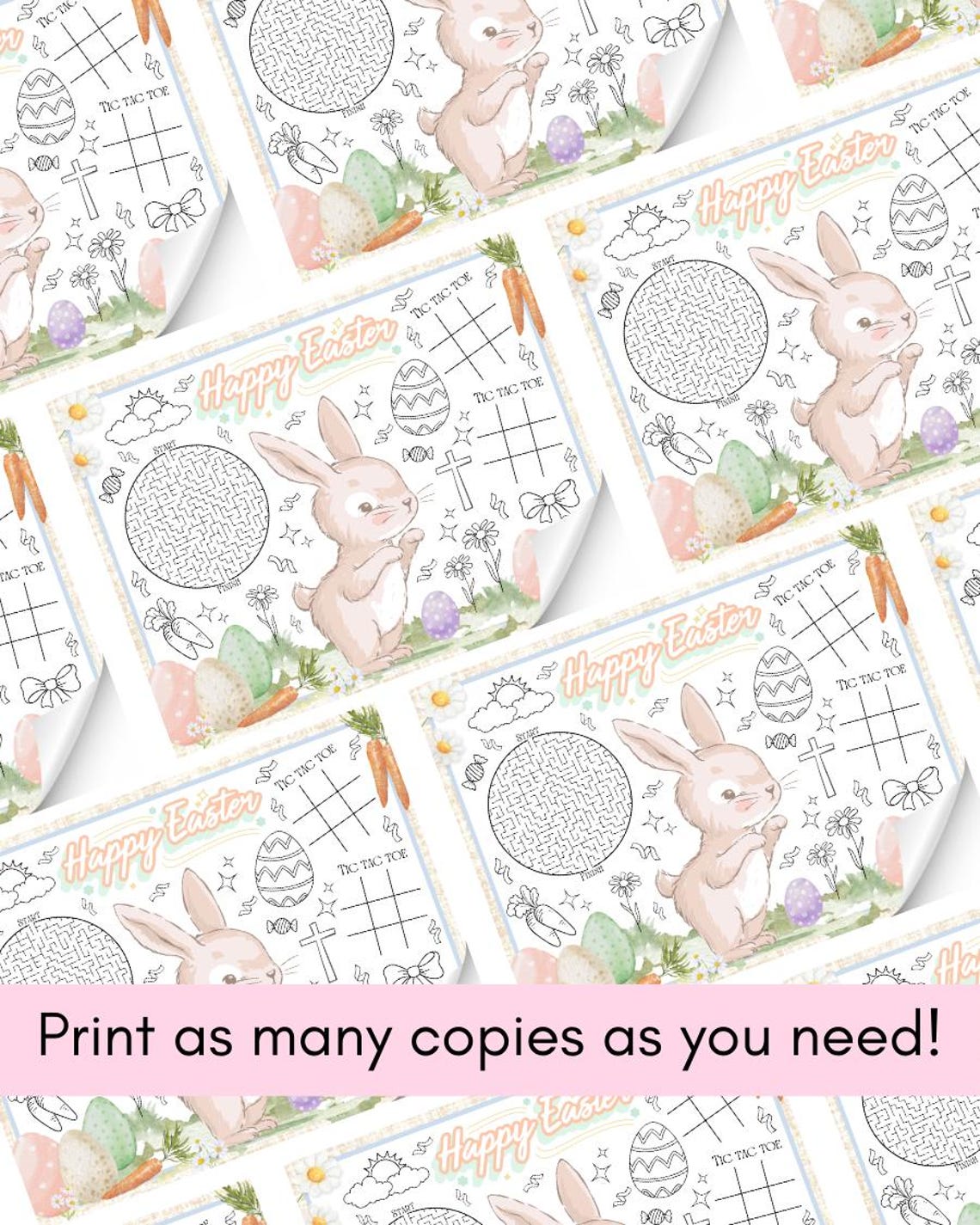 Easter Coloring Page, Spring Bunny Party, Activity Sheet, Printable ...