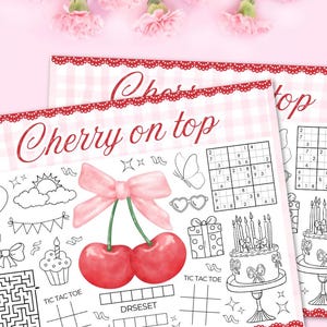 Cherry on Top Coloring Page, Cherry Party, Activity Sheet, Printable ...