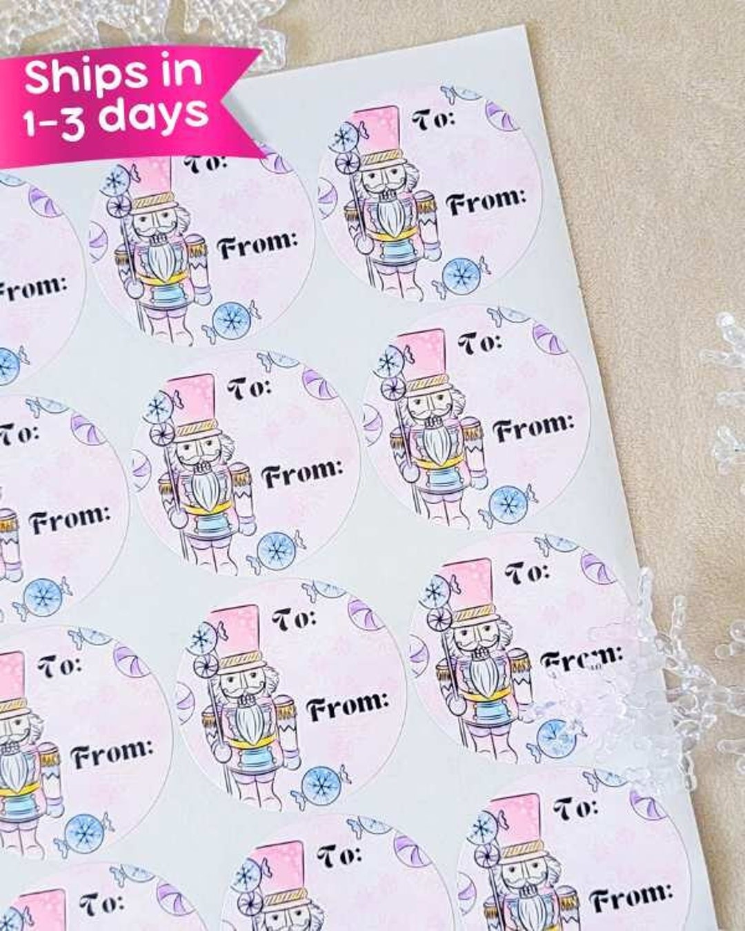Pink Nutcracker Gift Tag Sticker Labels Peel and Stick - Etsy