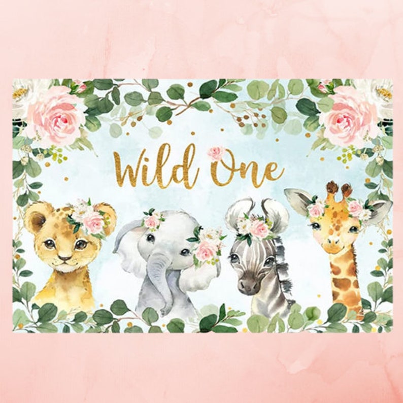 Floral Safari Wild One Backdrop 5x3 1st Birthday Party - Etsy