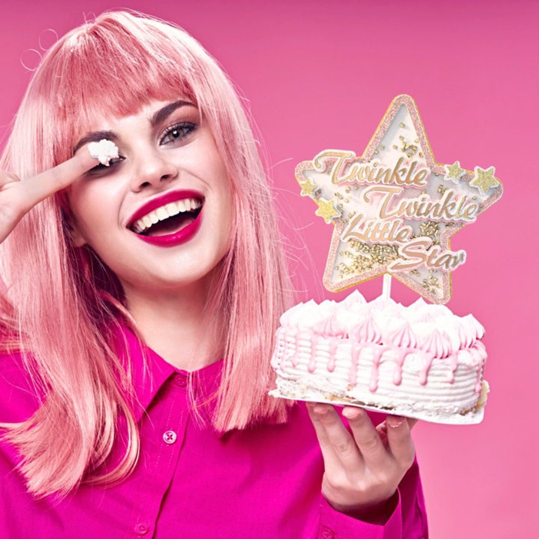 Pink Twinkle Twinkle Little Star Cake Topper Shaker, Gold Silver ...