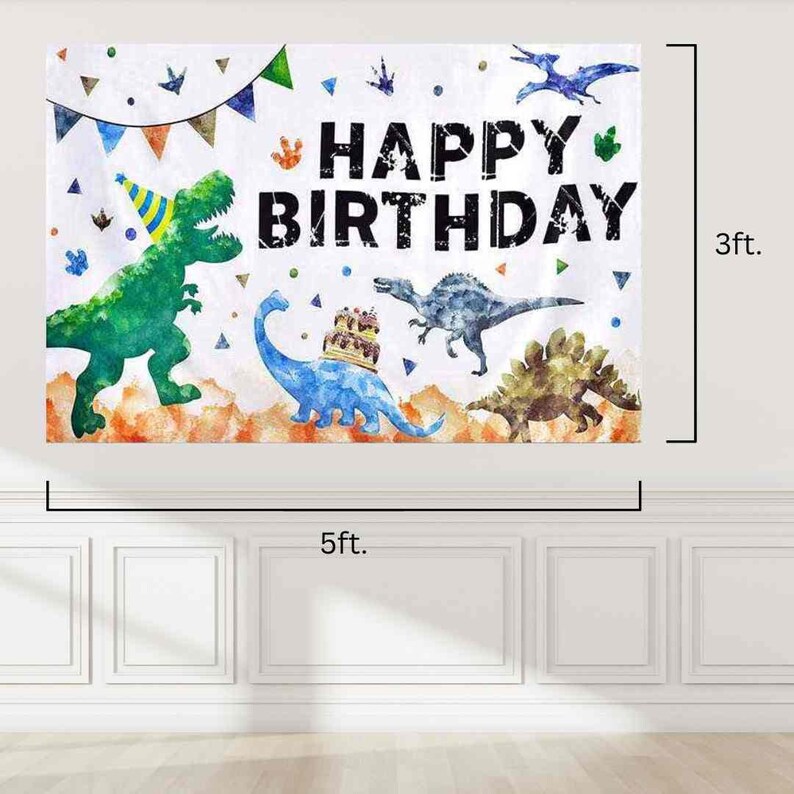Dinosaur Birthday Party Backdrop Green Dino Happy Birthday - Etsy