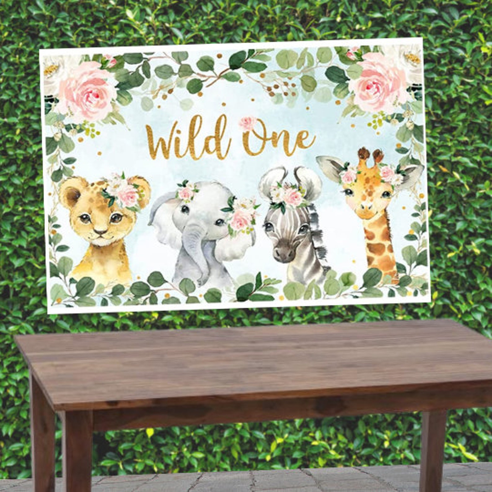 Floral Safari Wild One Backdrop 5x3 1st Birthday Party Photography ...