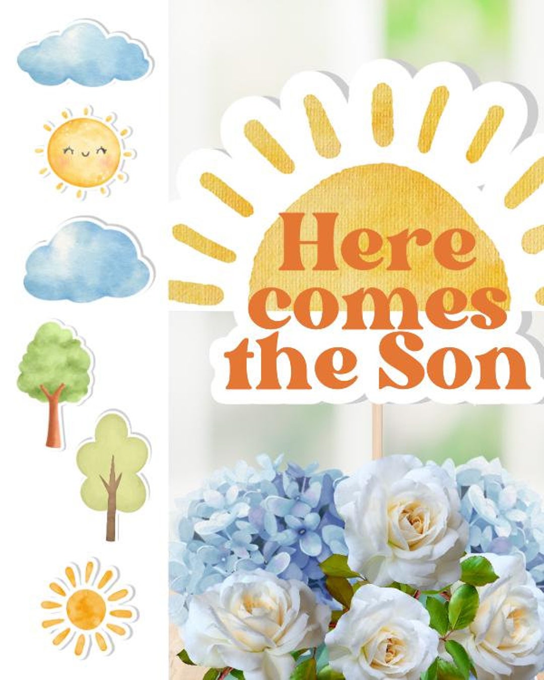Here Comes the Son Party Props, Sun Party Theme, Boy Baby Shower or ...