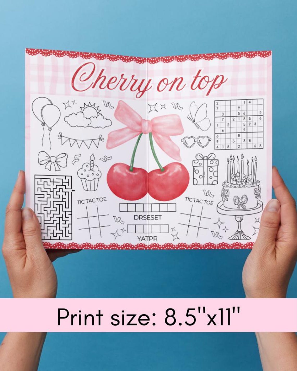 Cherry on Top Coloring Page, Cherry Party, Activity Sheet, Printable ...