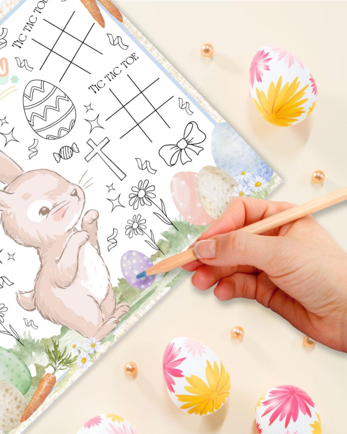 Easter Coloring Page, Spring Bunny Party, Activity Sheet, Printable ...