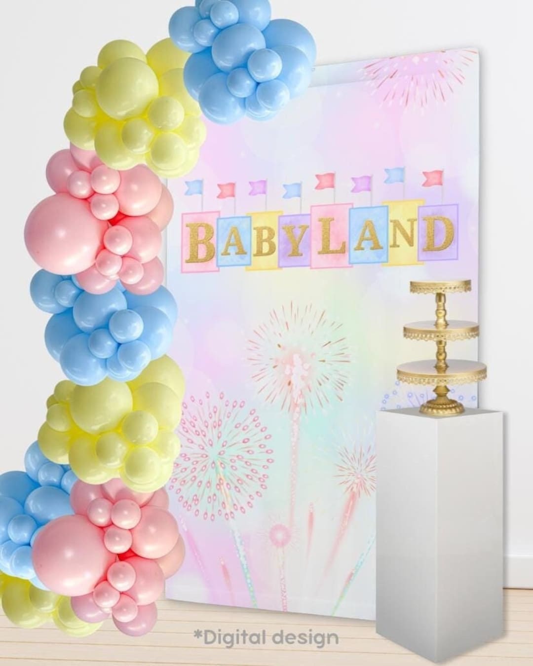 Babyland Backdrop Curtain, Baby Shower Party Backdrop, Theme Park ...