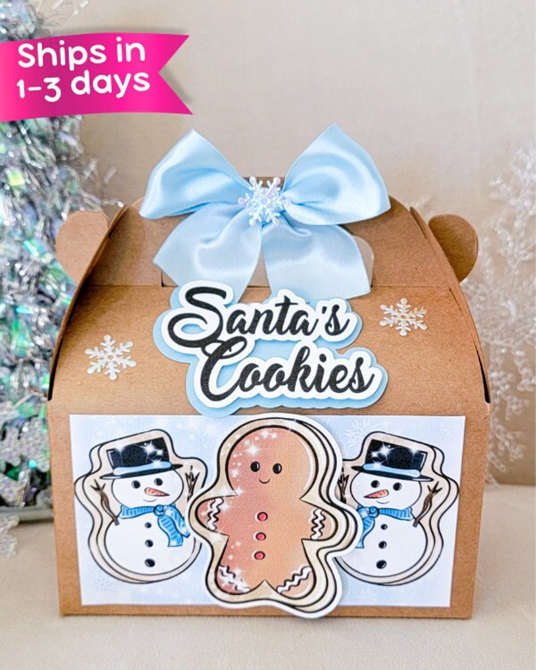 Gingerbread Man & Snowman Gift Box, Christmas Gable Box, Xmas Gift ...