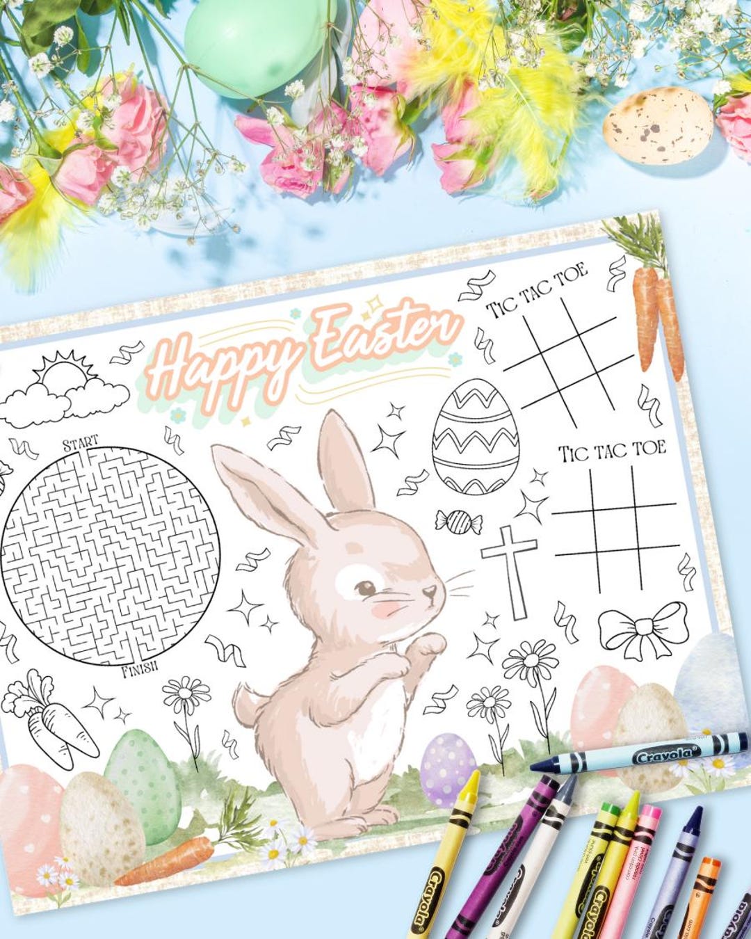 Easter Coloring Page, Spring Bunny Party, Activity Sheet, Printable ...