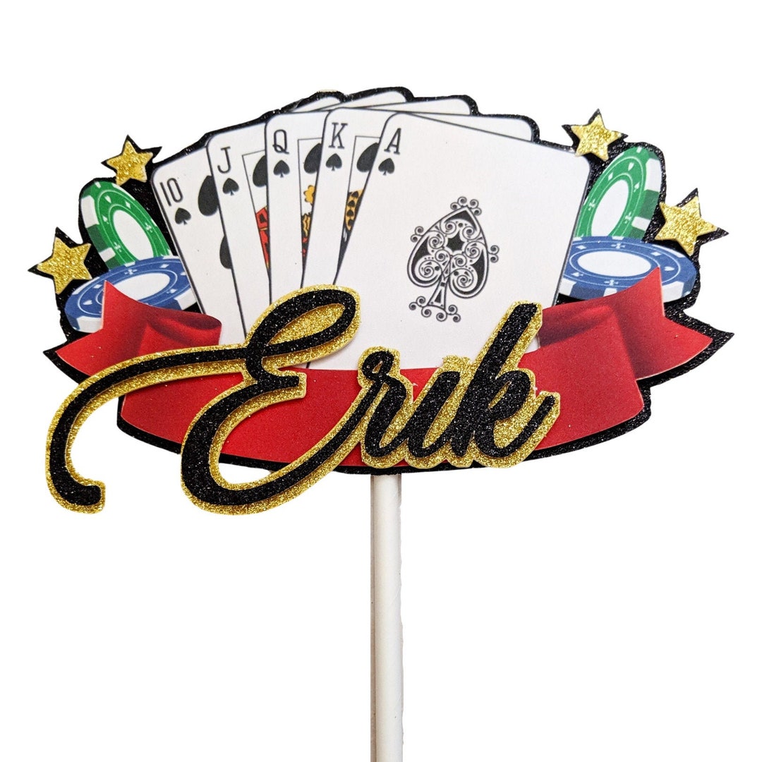 Poker Cake Topper, Casino Party Decorations Texas Holdem Birthday ...