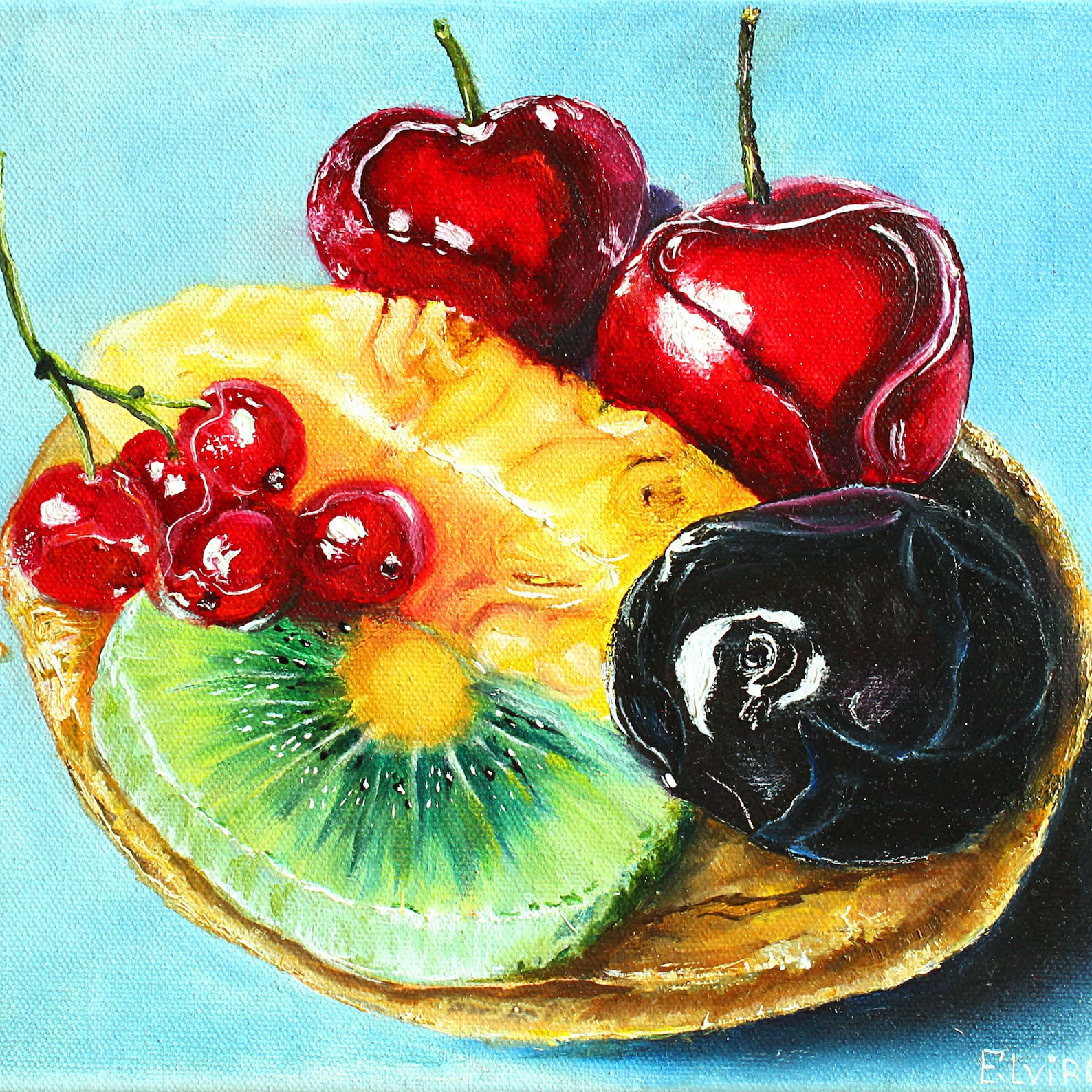 Pintura de frutas Comida Arte original Pequeña obra de arte 10 | Etsy