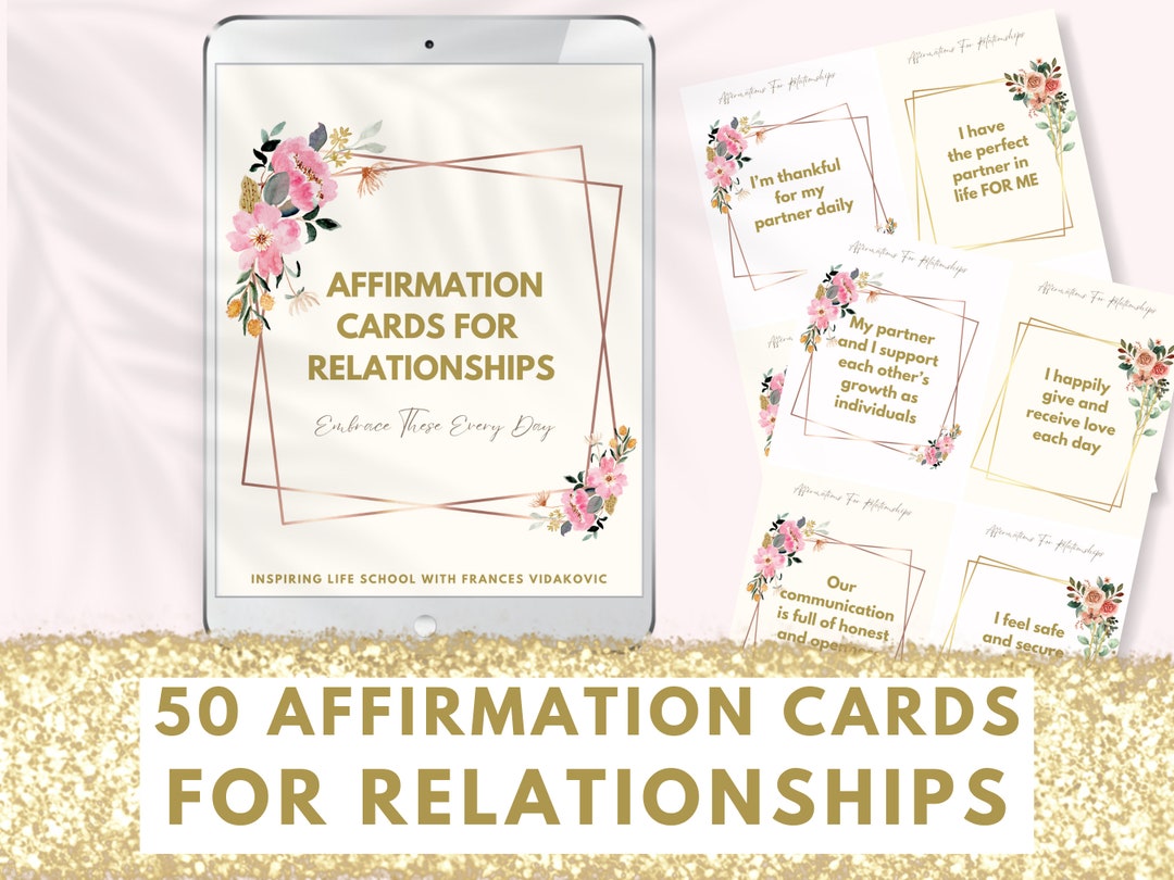 50 Affirmation Cards for Relationships Digital Download Motivational ...