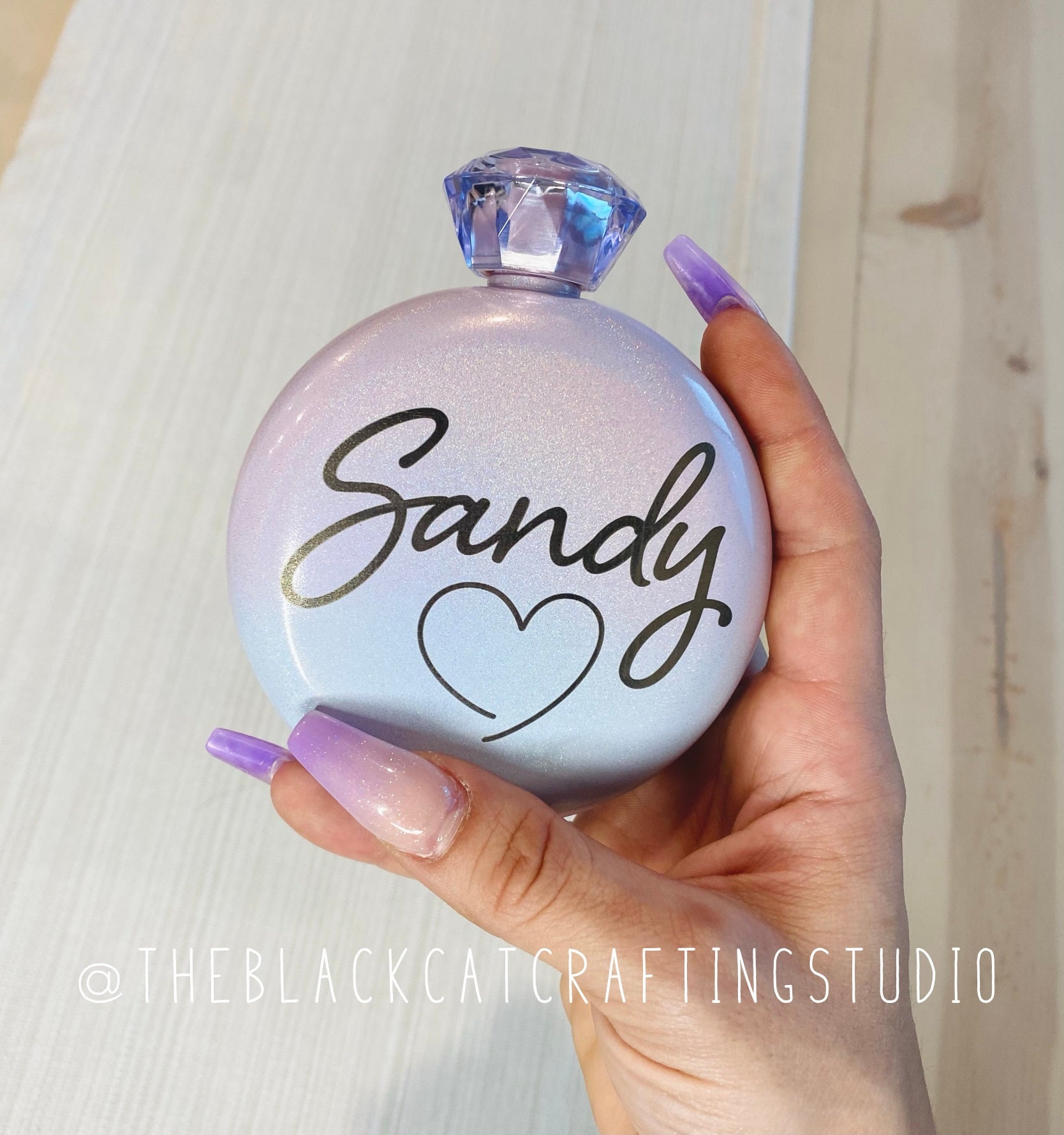 Personalized Glitter Flask With Diamond Lid | Etsy