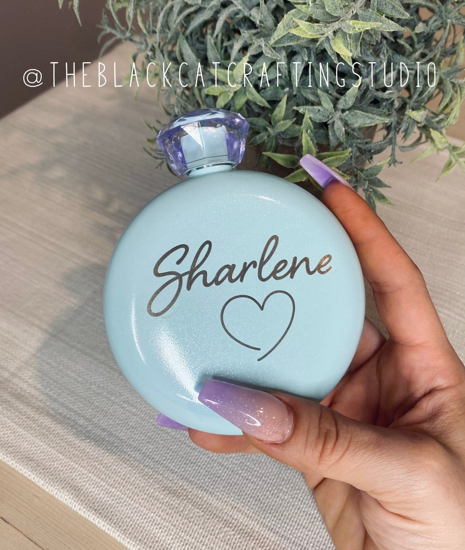 Personalized Glitter Flask With Diamond Lid | Etsy