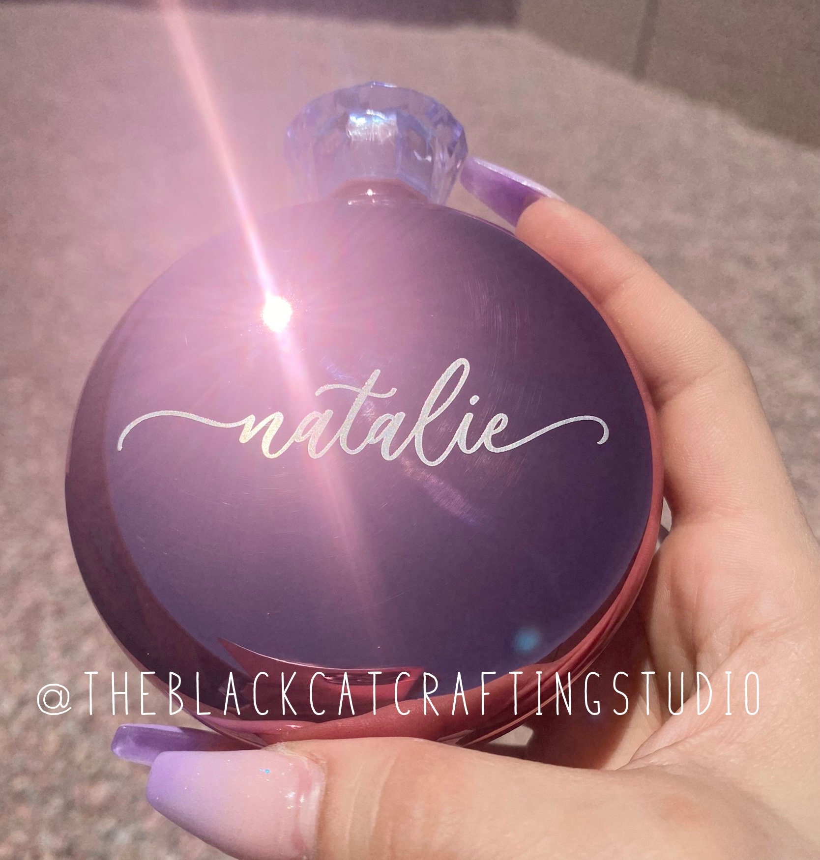 Personalized Glitter Flask With Diamond Lid | Etsy