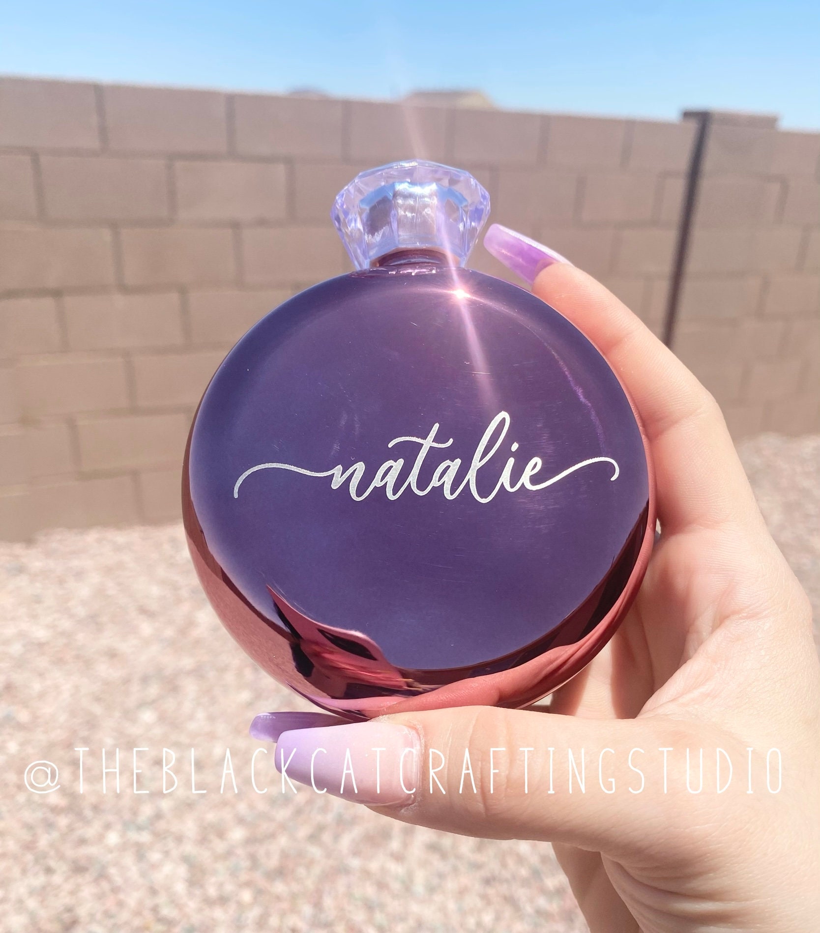 Personalized Glitter Flask With Diamond Lid | Etsy