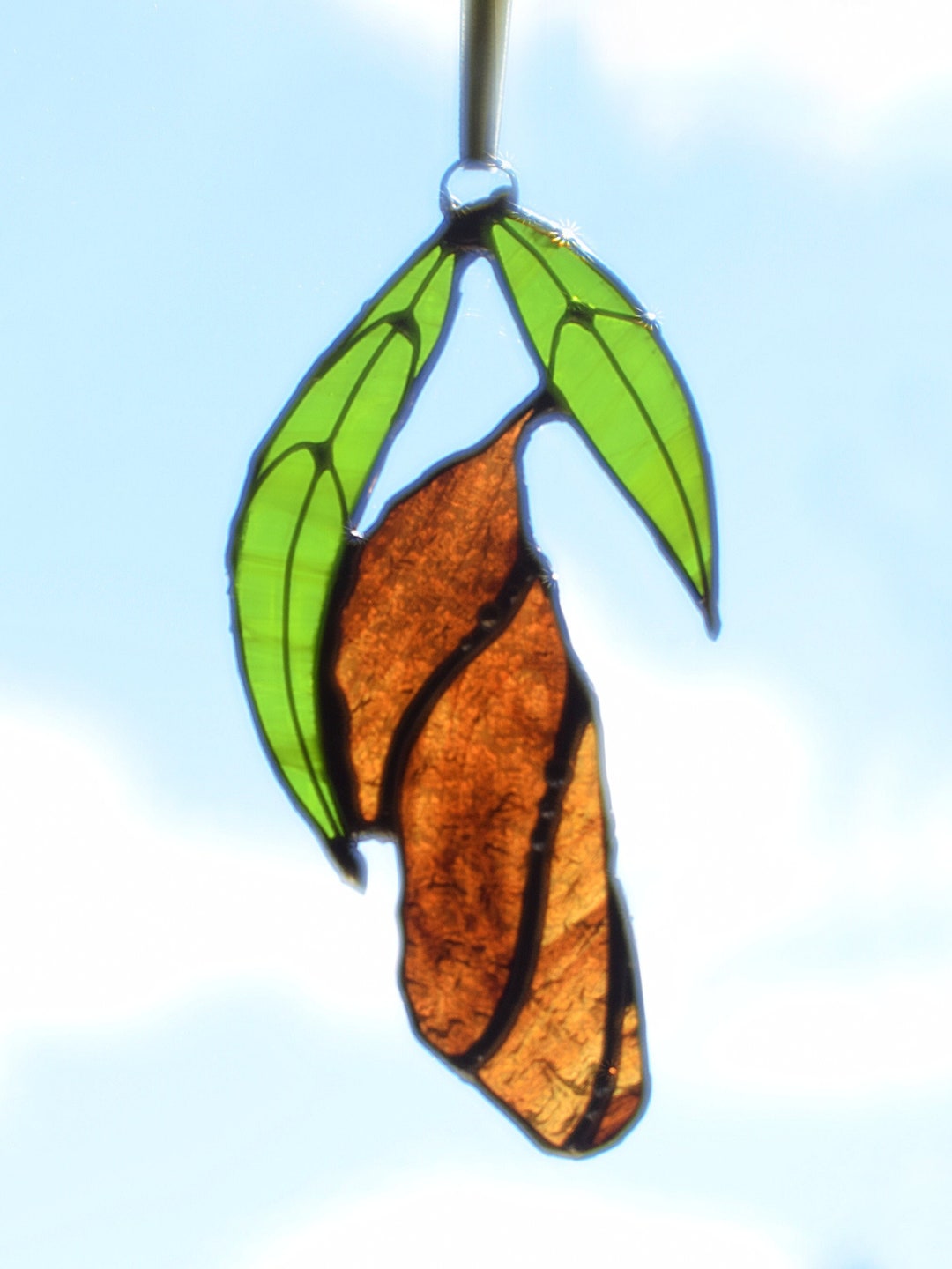 Cocoon Stained Glass // Cottagecore Suncatcher // Bug Glass Art // Moth ...