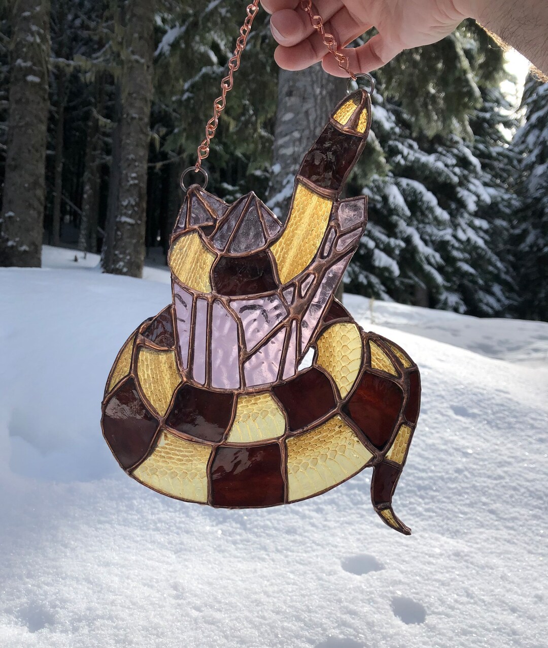 Snake & Crystal Stained Glass // Snake Suncatcher // Snake Shed ...