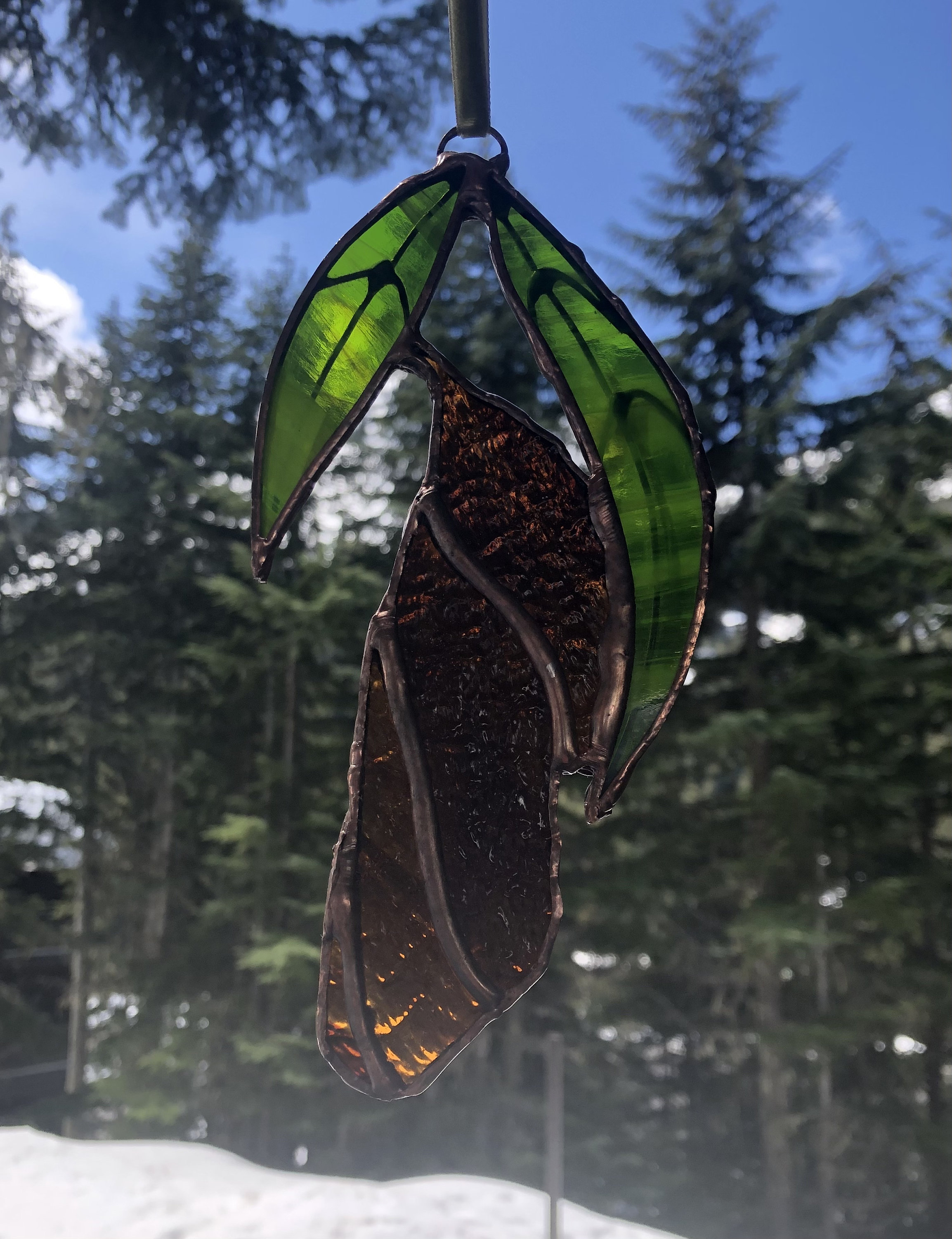 Cocoon Stained Glass // Cottagecore Suncatcher // Bug Glass - Etsy