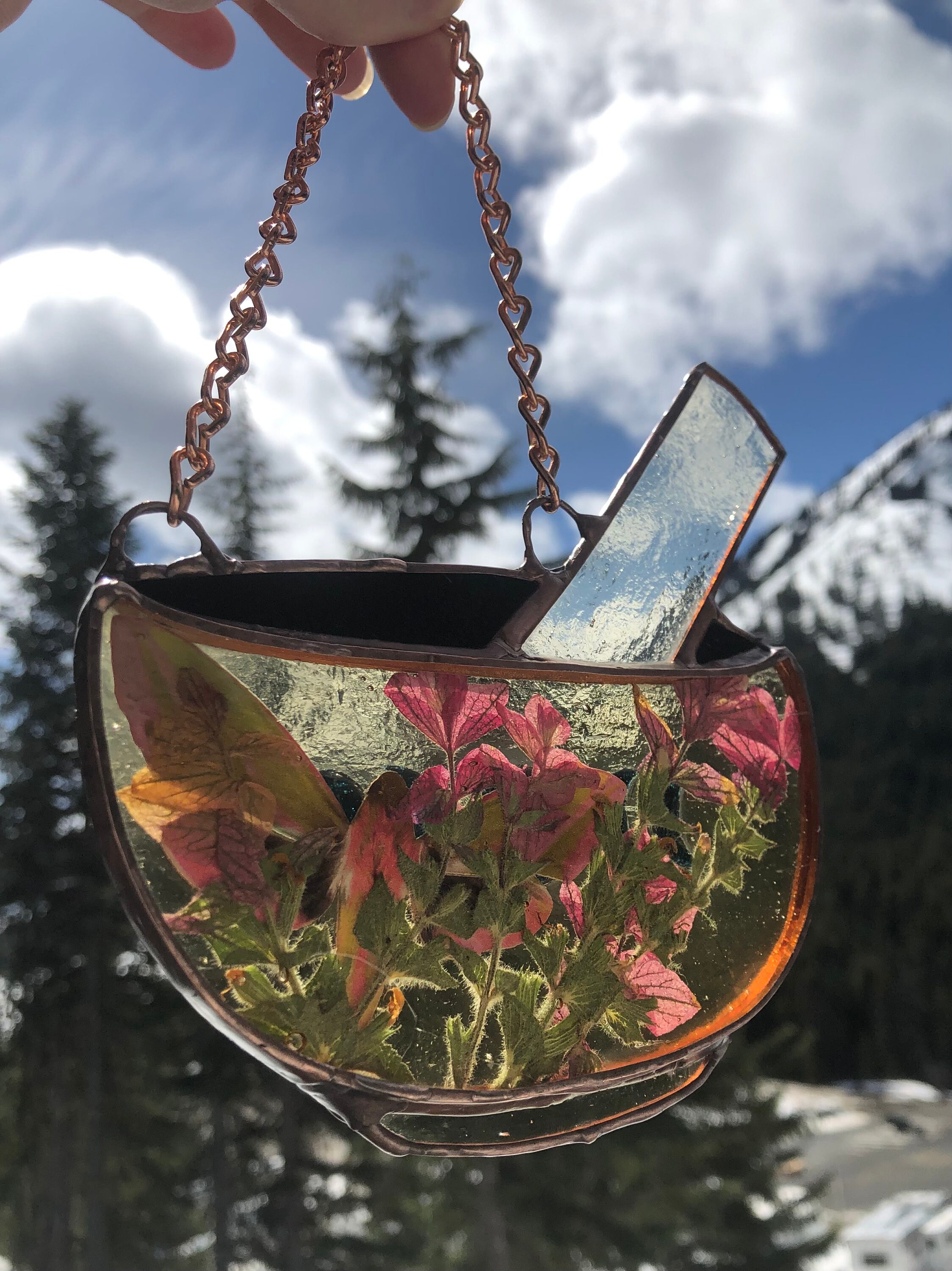 Pressed Sage Mortar & Pestle Stained Glass // Cottagecore Suncatcher ...