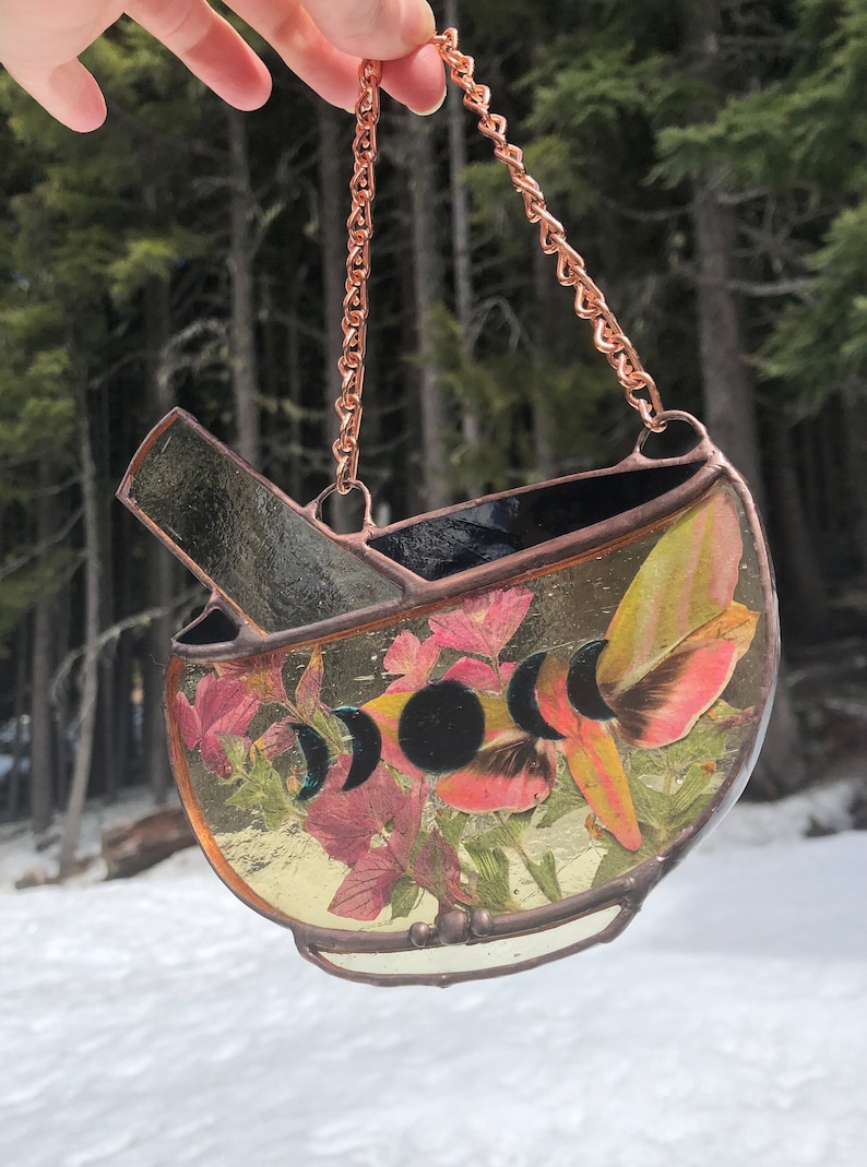 Pressed Sage Mortar & Pestle Stained Glass // Cottagecore - Etsy