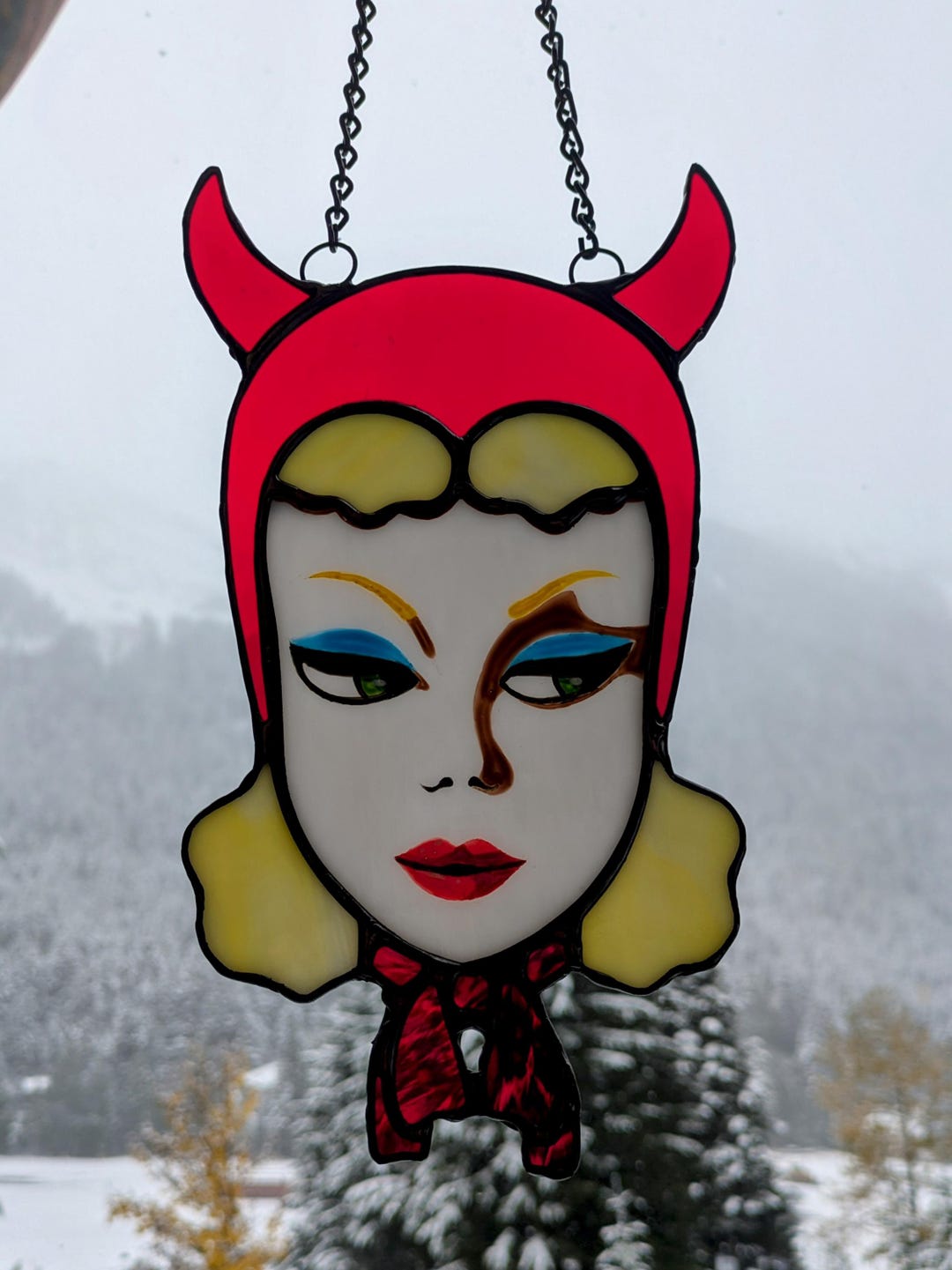 Demon Pinup Barbie Stained Glass // Barbie Suncatcher // Demon Glass ...