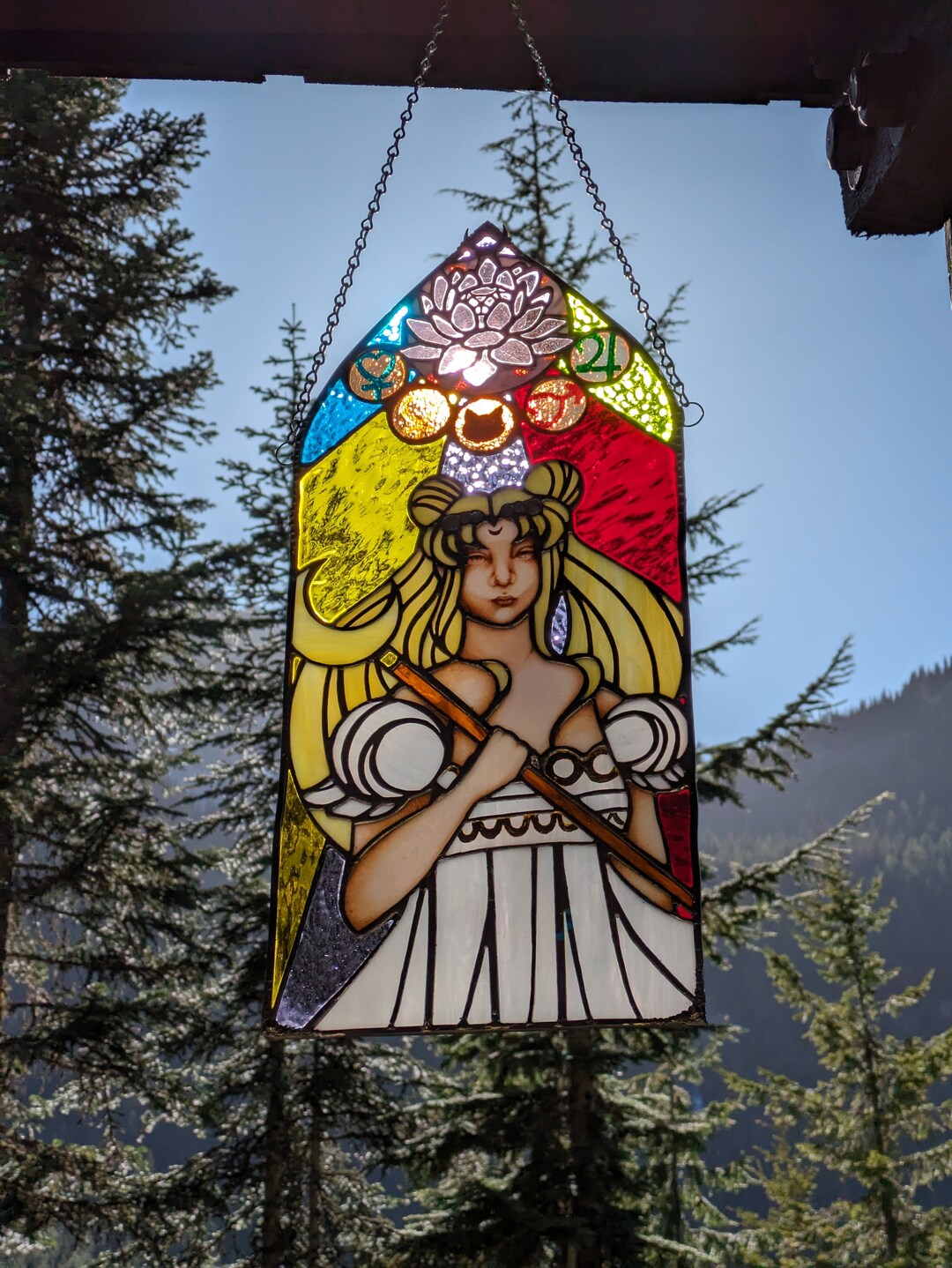 Magical Girl Stained Glass // Suncatcher // Anime Glass Art // Stained ...