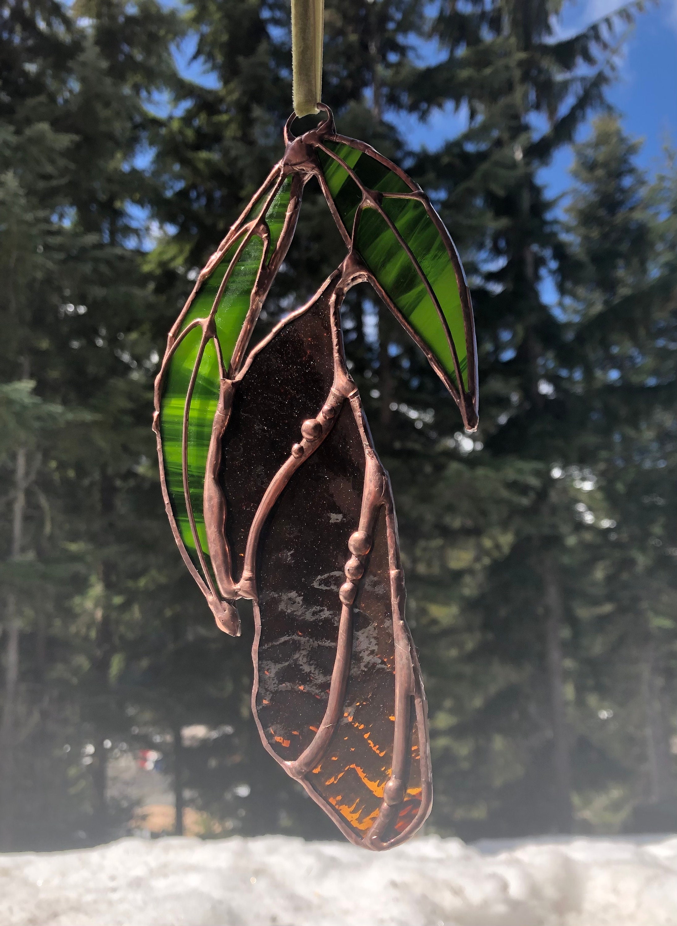 Cocoon Stained Glass // Cottagecore Suncatcher // Bug Glass - Etsy