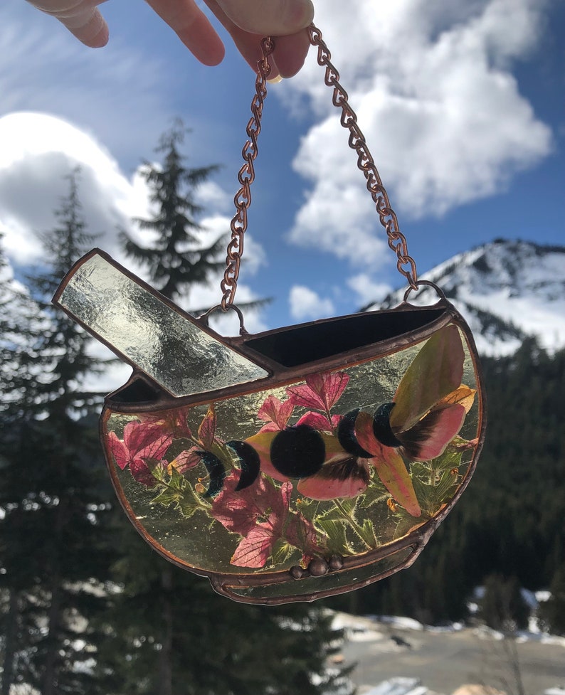 Pressed Sage Mortar & Pestle Stained Glass // Cottagecore - Etsy