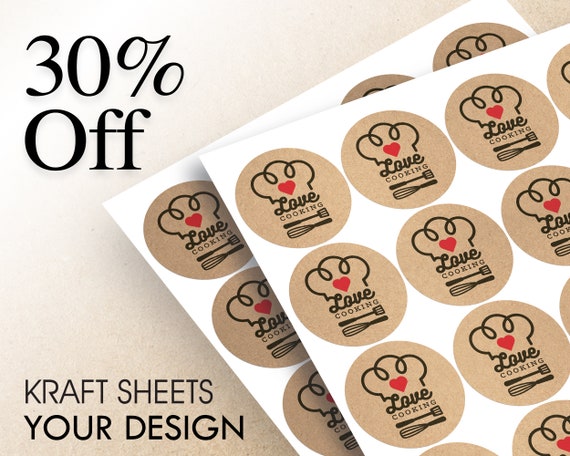Kraft Labels/stickers on A Sheet 2 Circles : We Print - Etsy