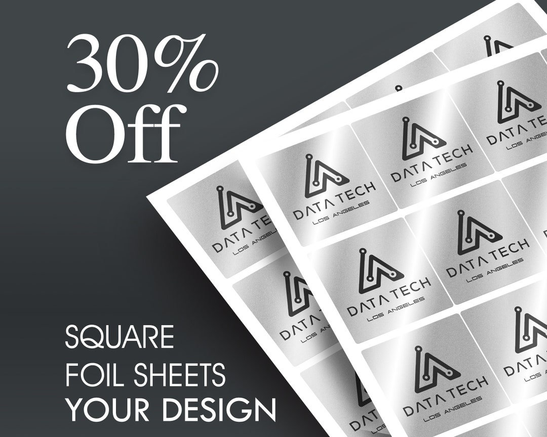 Foil Labels / Foil Stickers on A Sheet (2" Squares) : We Print Your ...