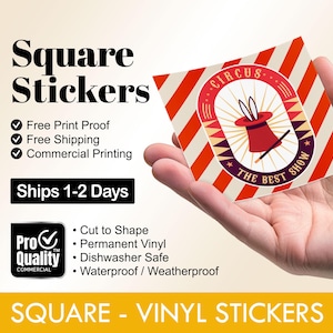 Square Vinyl Stickers/labels | Waterproof | We Print Your Design ...
